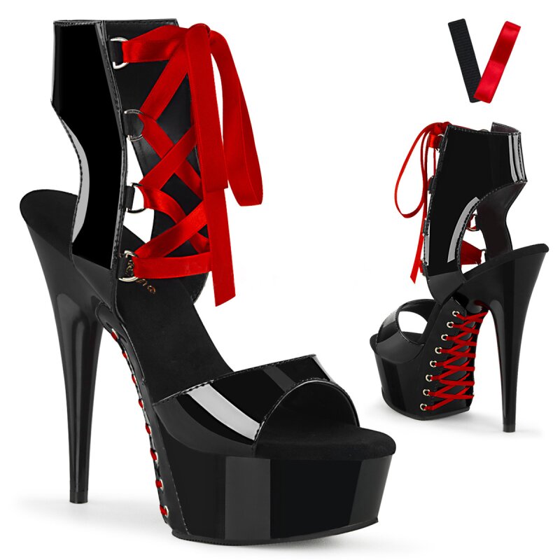 Pleaser DELIGHT-660FH - Schwarz/Rot | Crazy-Heels