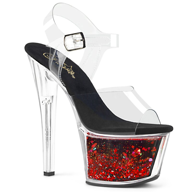 Pleaser SKY-308WHG - Clear/Red | Crazy-Heels