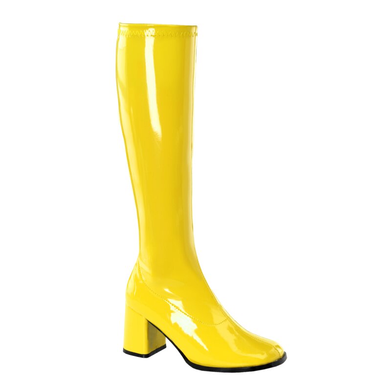 Retro Stiefel GOGO-300 - Lack Gelb, Funtasma