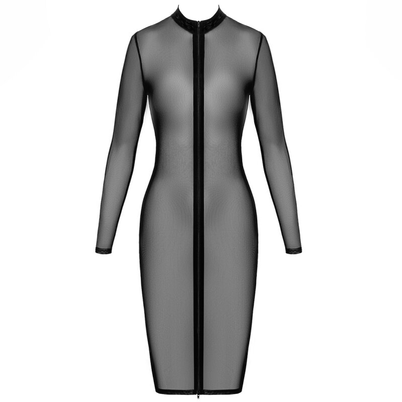 Transparentes Midikleid ECSTASY F347, Noir Handmade